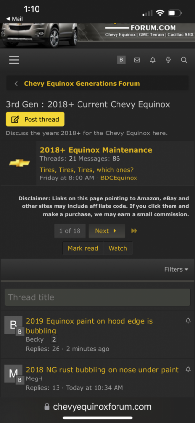 2018 NG rust bubbling on nose under paint | Chevy Equinox Forum
